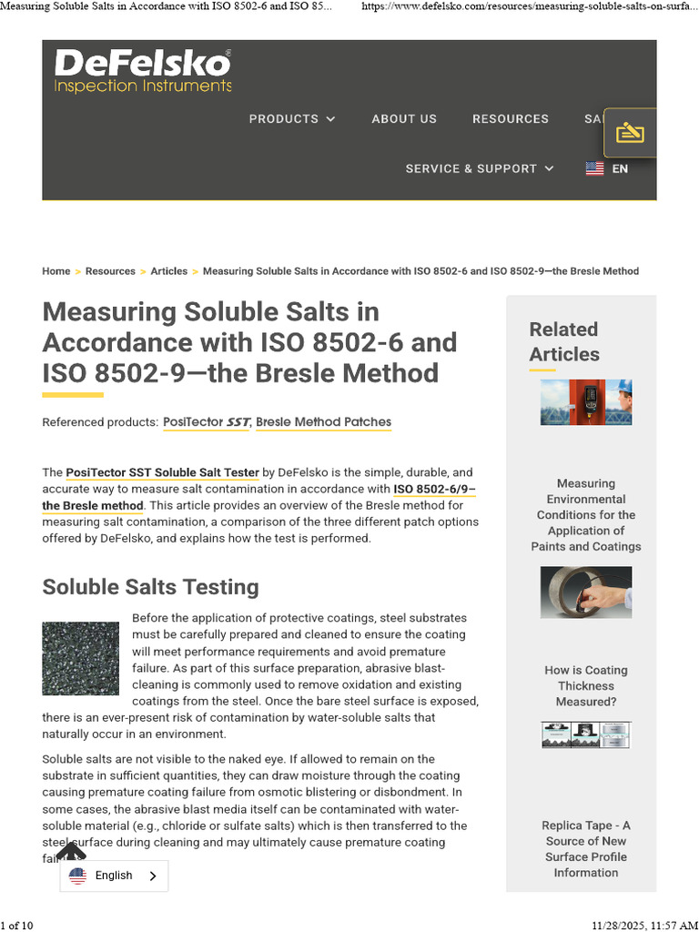Measuring Soluble Salts with Bresle Method | PDF | Materials | Physical ...