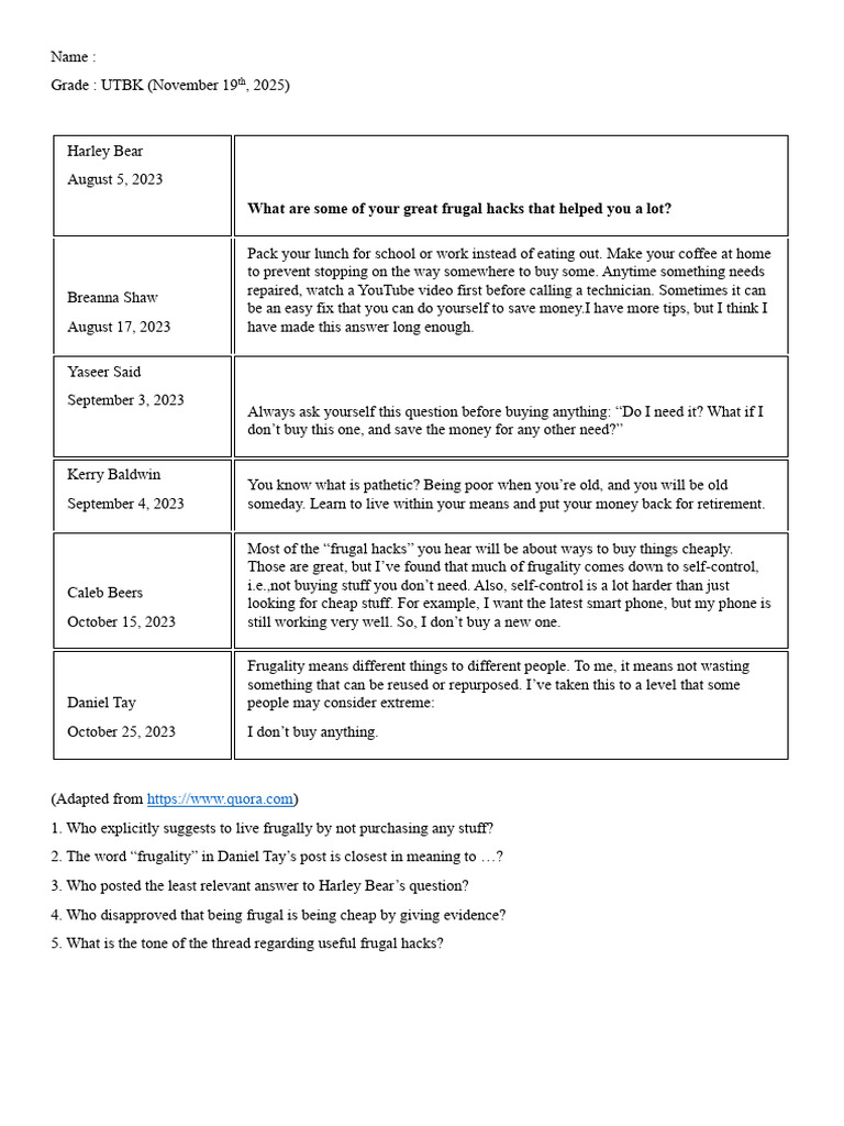 GradeUTBK11192025 Thread&CompareText | PDF | Memory | Dorsolateral Prefrontal Cortex