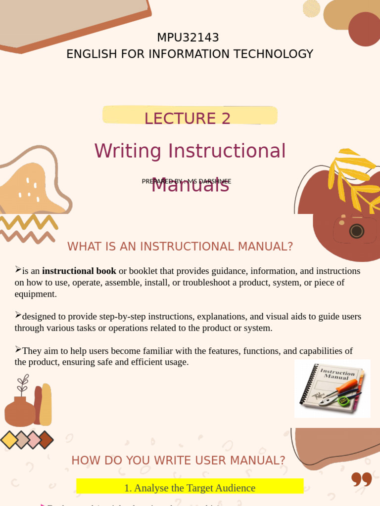 Lecture 2 Writing User Manual | PDF | Human Communication | Linguistics