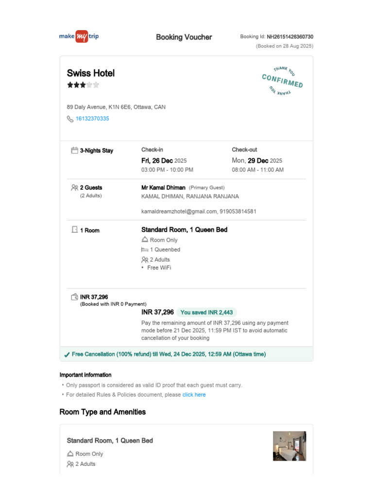 Booking Confirmation Voucher-1 | PDF | Credit Card