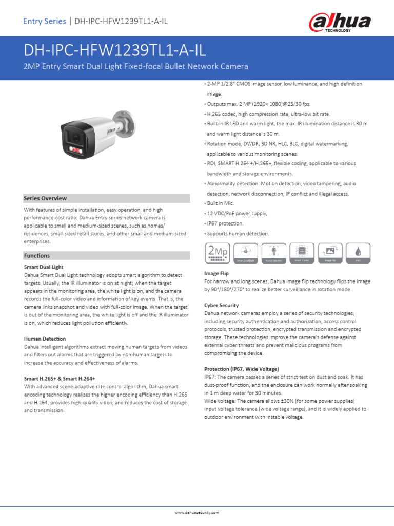 Fisa-tehnica-HFW1239TL1-A-IL | PDF | Camera Lens | Camera
