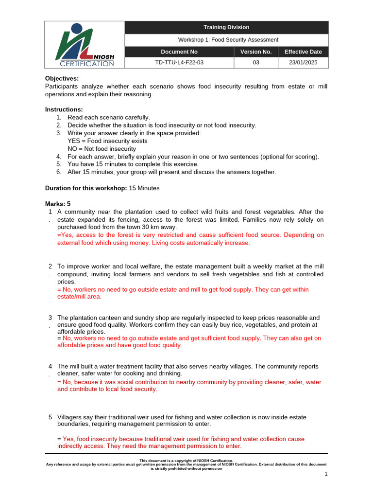 Food Security Assessment Workshop Guide | PDF | Food Security | Vegetables