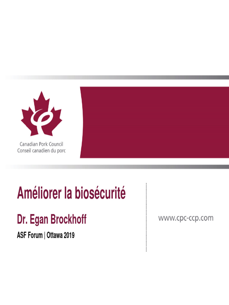Améliorer La Biosécurité - Dr. Egan Brockhoff - Outils de Biosécurité - Les Fermes | PDF