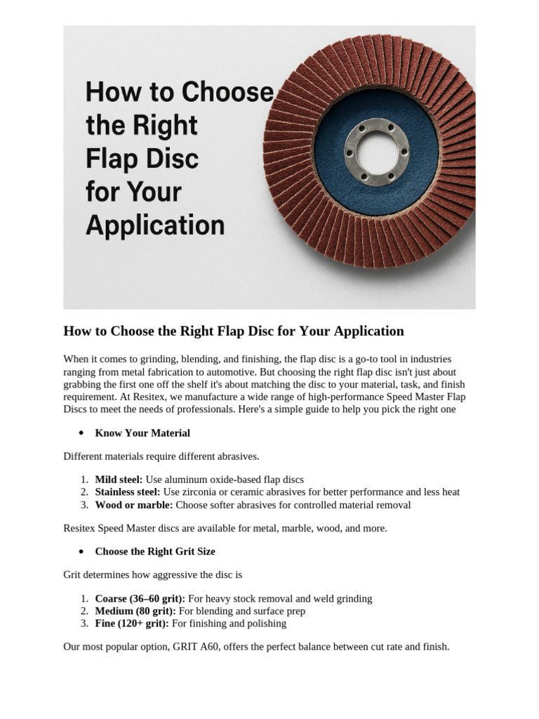 Selecting the Best Flap Disc Guide | PDF | Abrasive | Grinding ...
