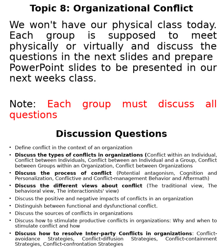 Topic 8 Organization Conflict | PDF
