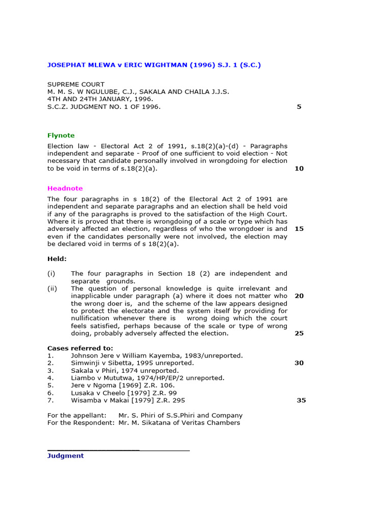 Election Nullification Case Analysis | PDF | Elections | High Court Of ...