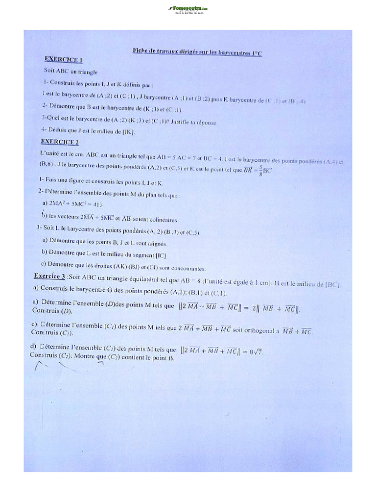 M 1c Barycentre | PDF