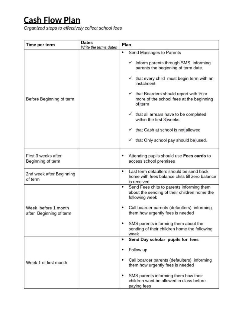 Cash Flow Plan & Follow Up | PDF