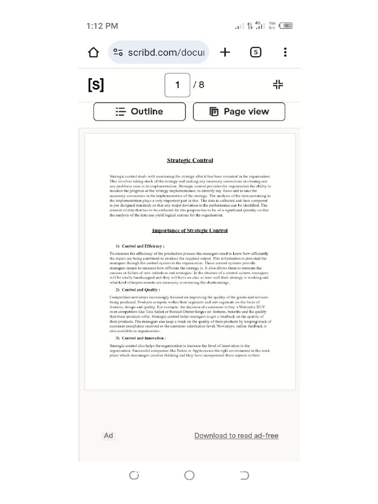 Strategic Control SBM | PDF