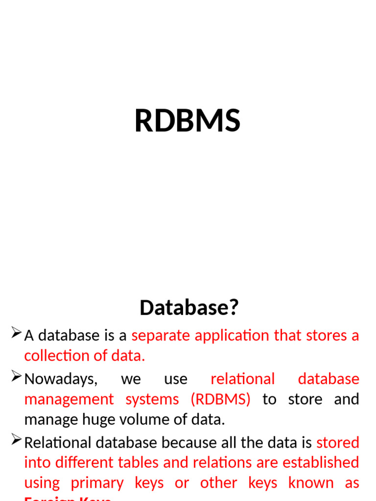 RDBMS 1 | PDF | Relational Database | Data Management Software