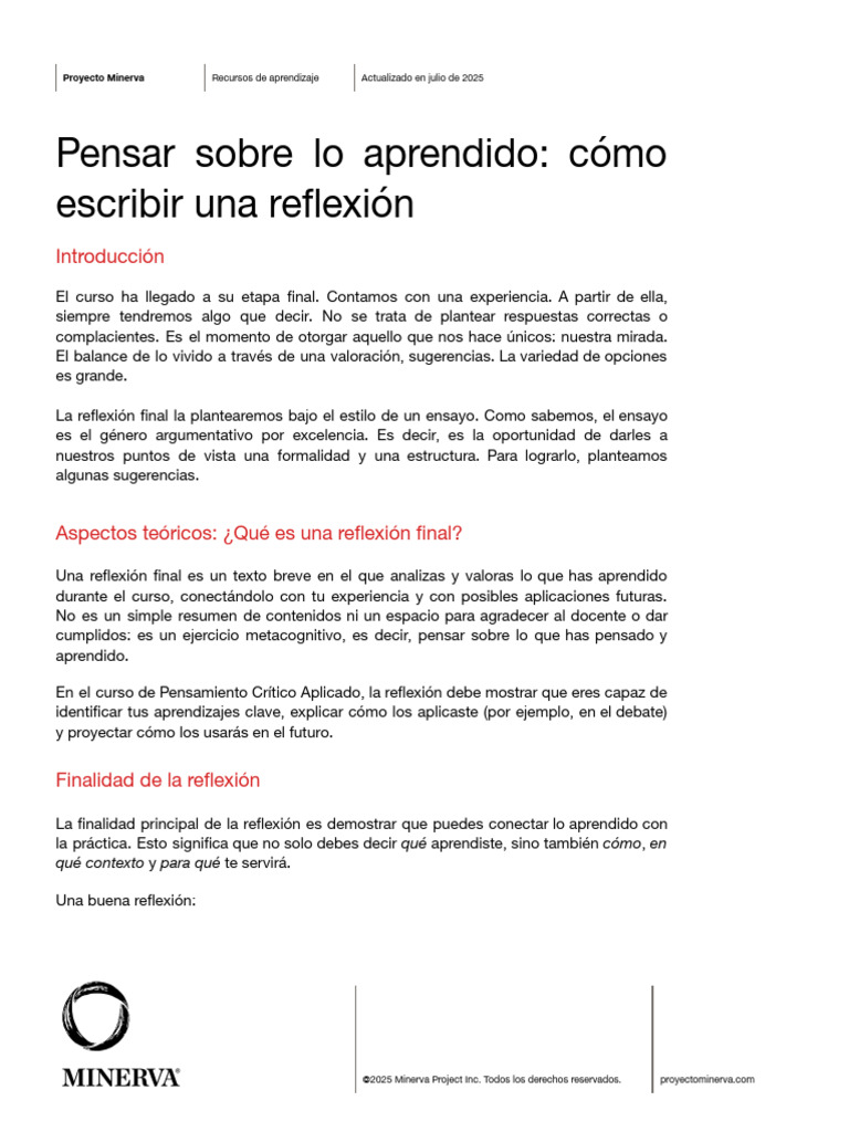Cómo Escribir una Reflexión Final Efectiva | PDF | Pensamiento | Falacia
