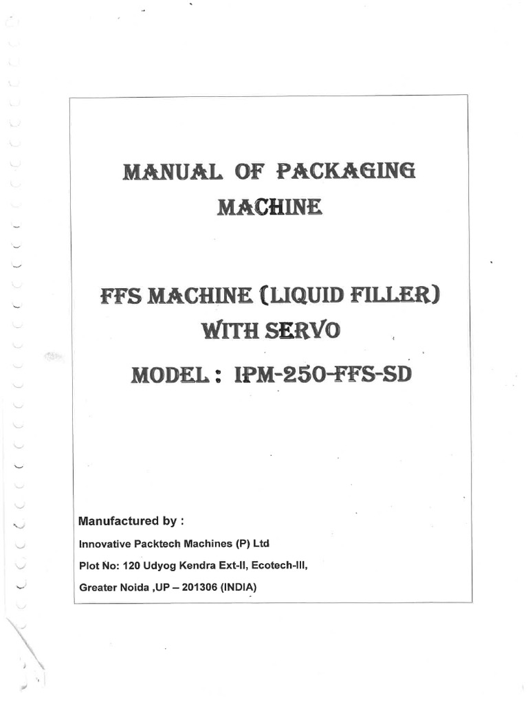 FFS Sachet Machine Manual | PDF