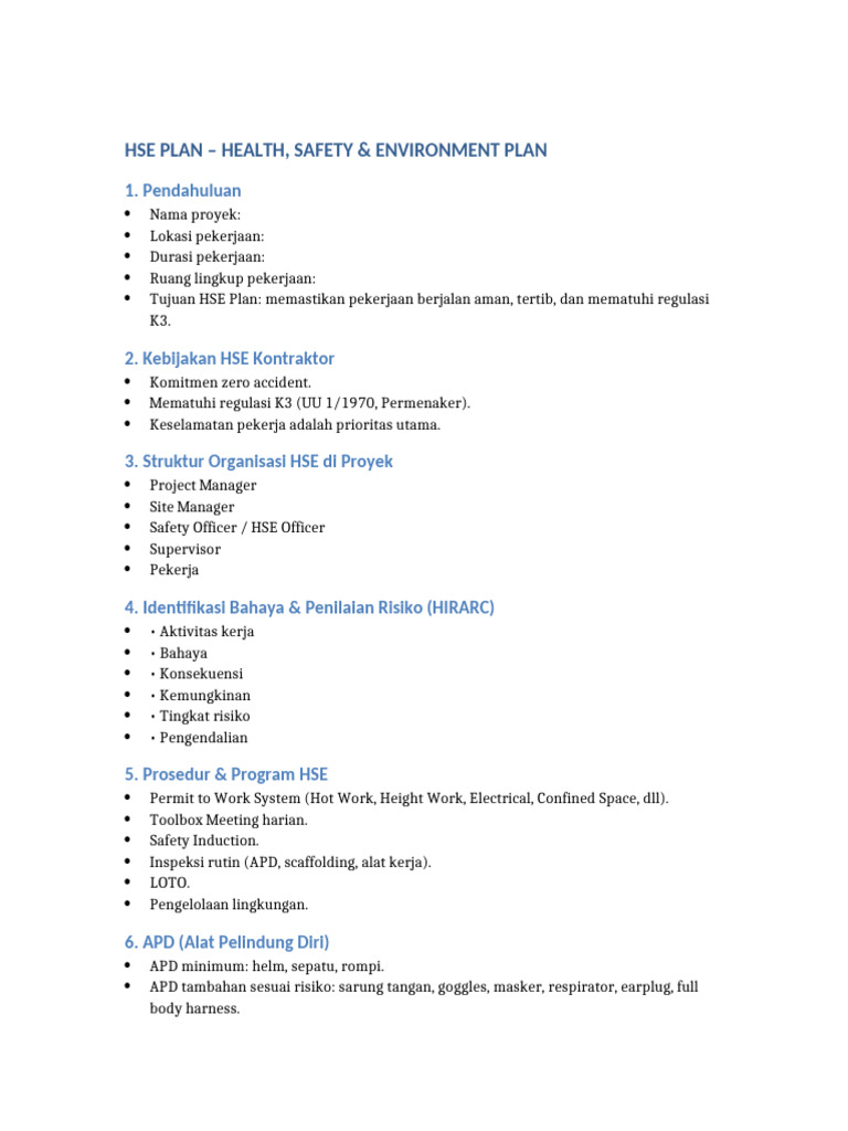 HSE Plan | PDF