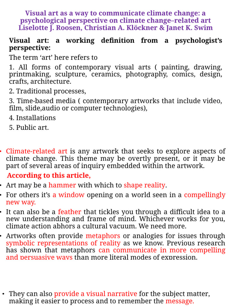 Visual Art A Way Tocommunicate Climate | PDF | Perception | Communication