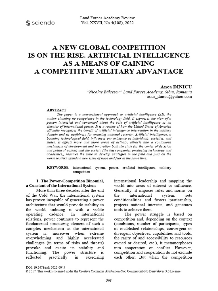 A New Global Competition Is On The Rise. Artificial Intelligence As A ...