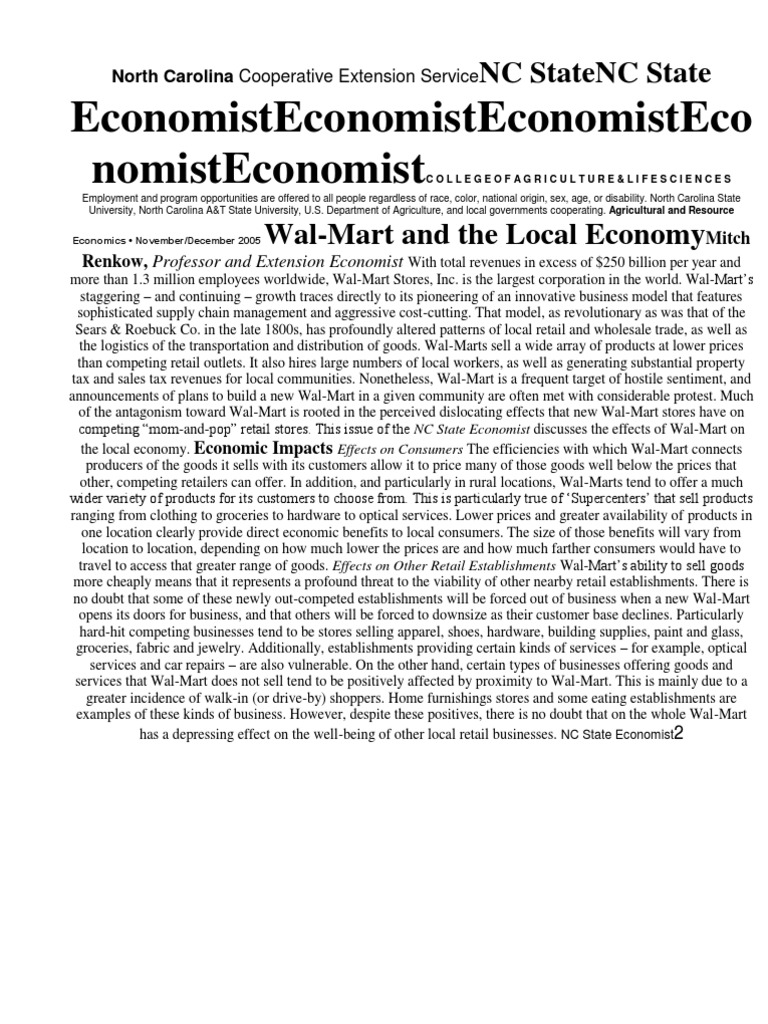 Wal-Mart's Economic Impact Analysis | PDF | Walmart | Sustainability