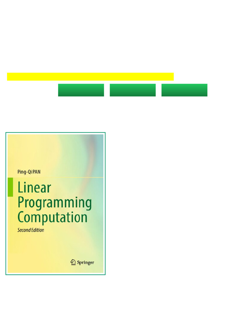 (Ebook) Linear Programming Computation by Ping-Qi Pan ISBN 9789811901461, 9789811901478 ...
