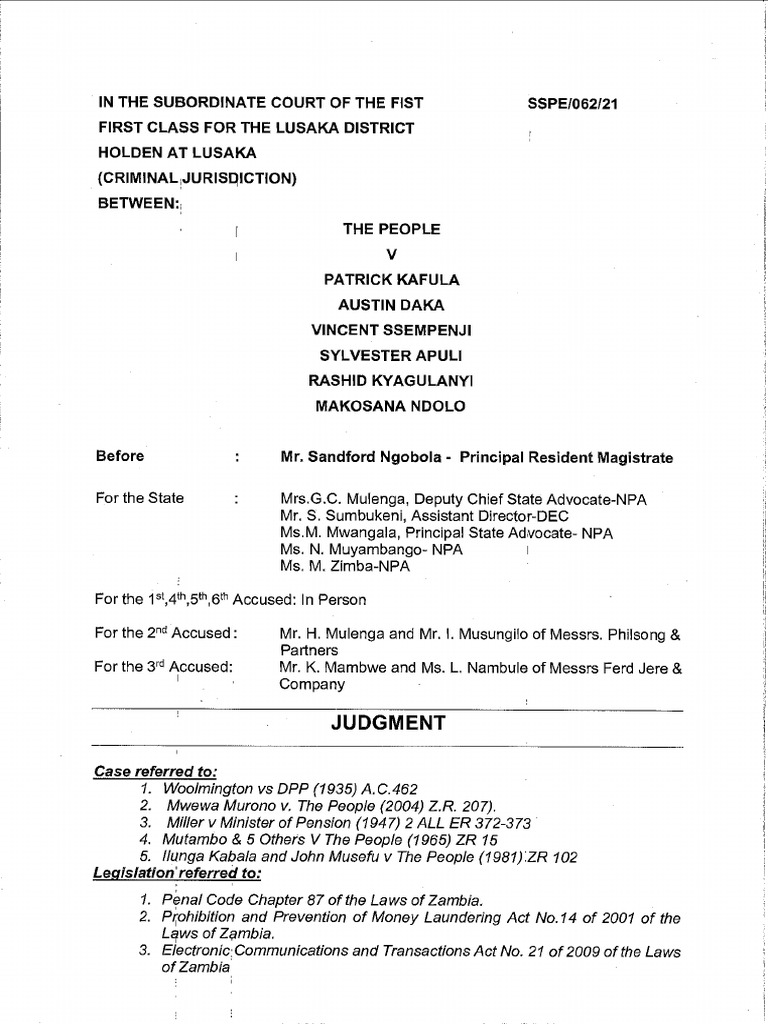 The People V Patrick Kafula and Ors 2025 ZMSUB 2 (28 October 2025 ...