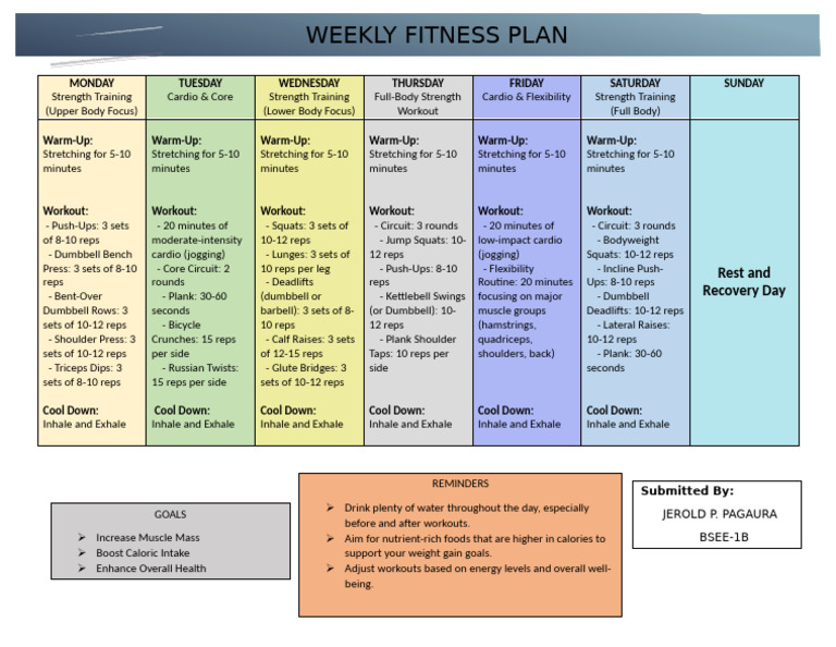Fitness Plan | PDF | Strength Training | Human Body Weight