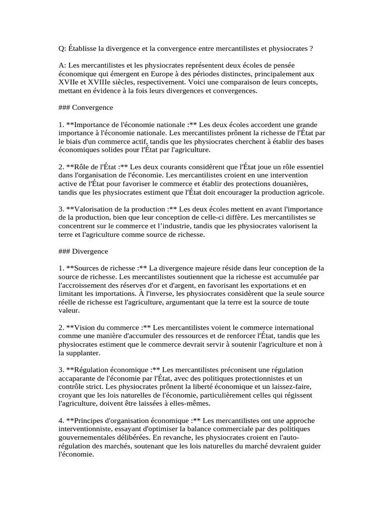 Divergences et convergences économiques : mercantilistes vs ...