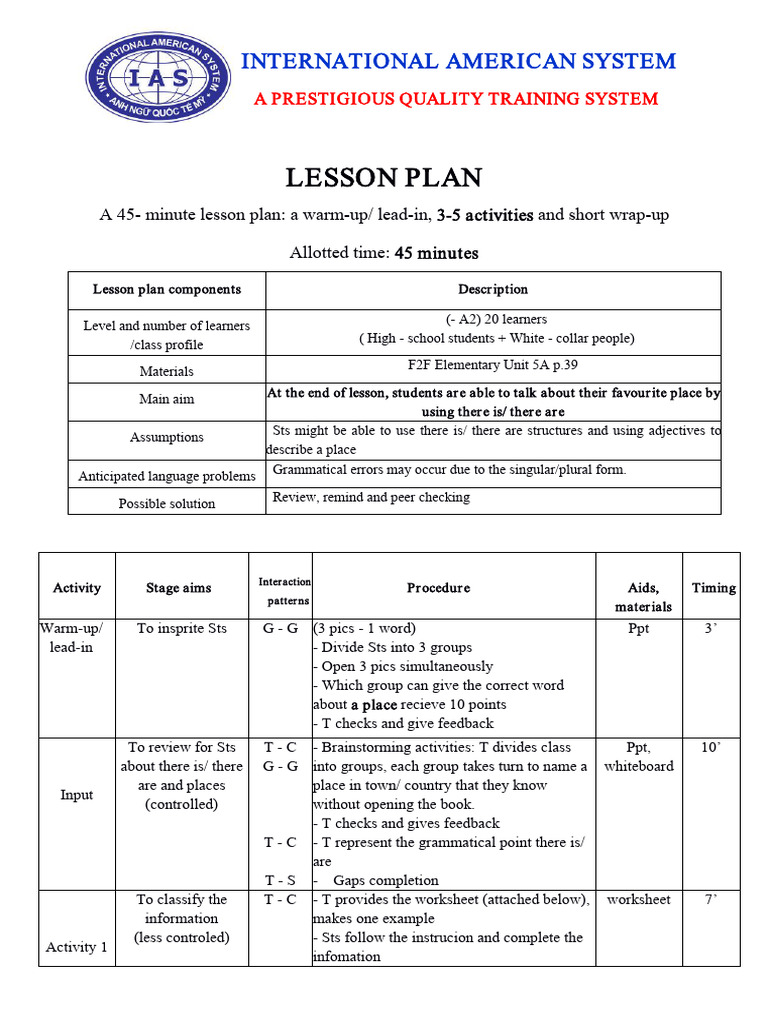 Speaking Lesson Plan Sample | PDF | Linguistic Morphology | Learning