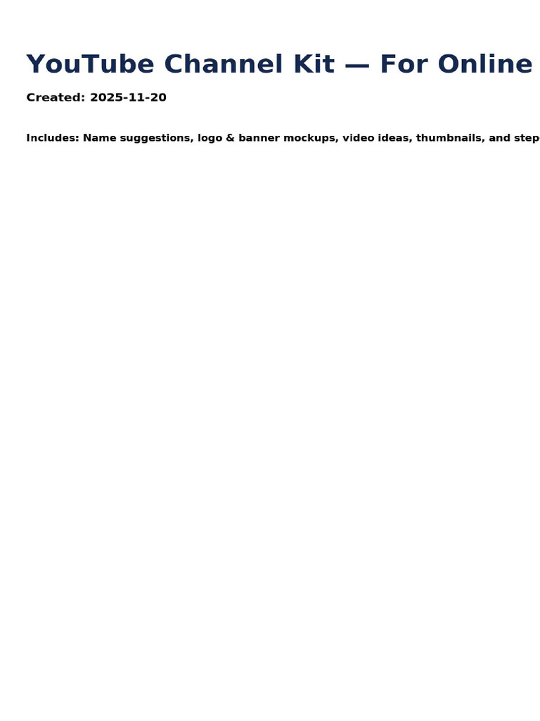Youtube Channel Kit | PDF