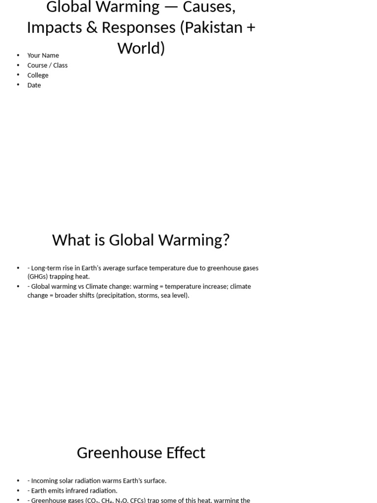 Global Warming Presentation Pakistan and World | PDF | Climate Change ...