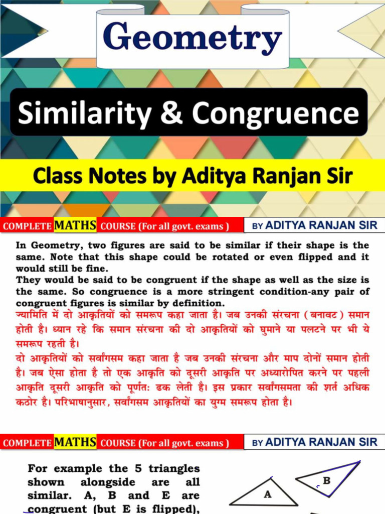 Similarity & Congruency (Class Notes) | PDF