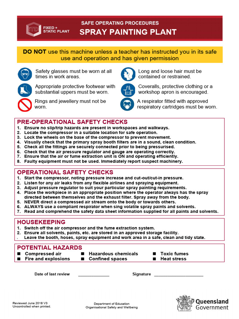 Pre-Operational Safety Checks for Spray Painting | PDF | Occupational ...