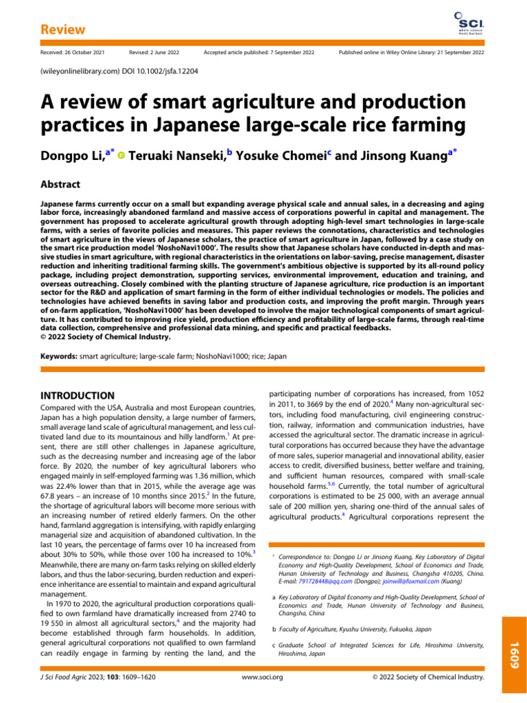 A Review of Smart Agriculture and Production Practices in Japanese ...