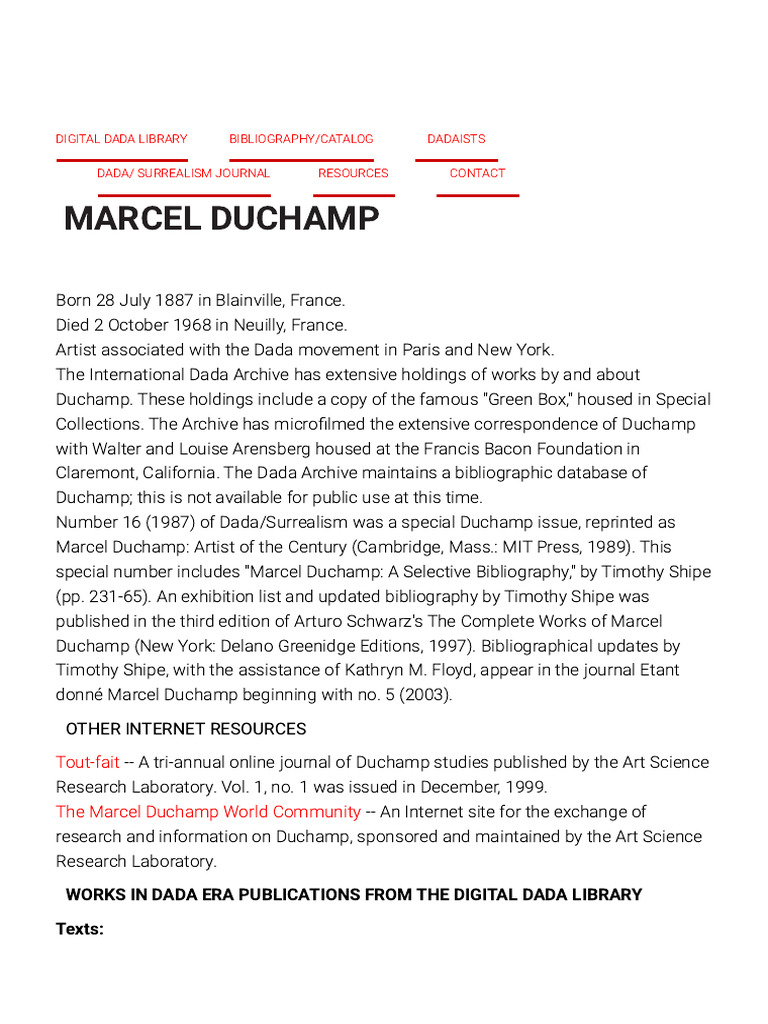 Marcel Duchamp: Dada Movement Insights | PDF