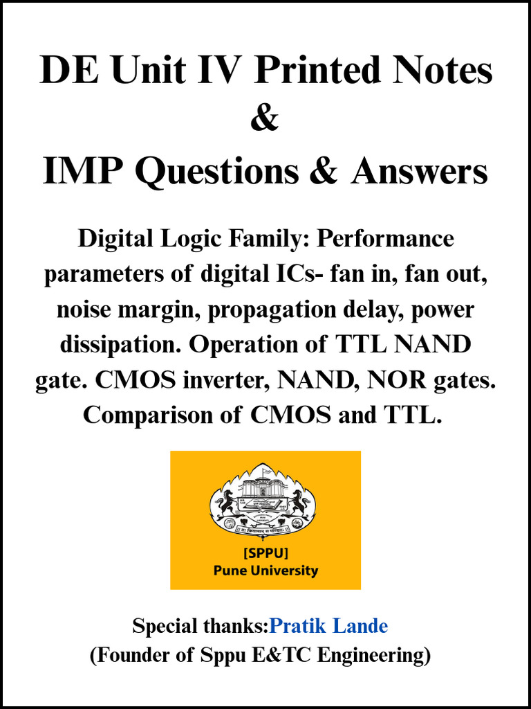 Digital Electronics Unit IV Notes & IMP Questions | PDF | Logic Gate ...