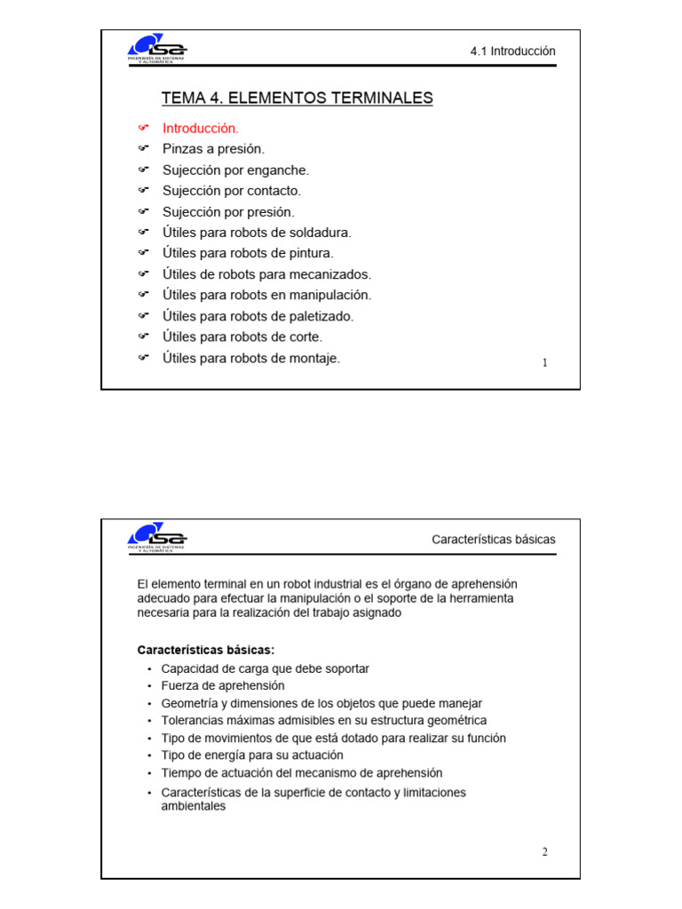 Elementos Terminales en Robots Industriales | PDF | Robot | Robótica