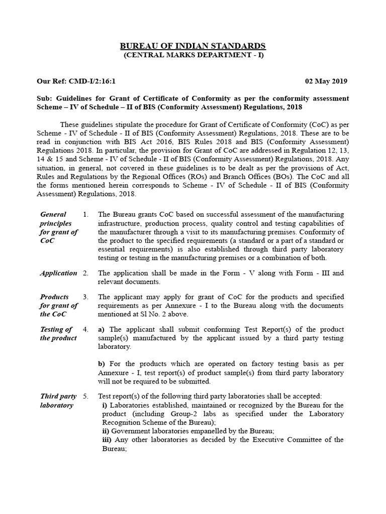 CoC Grant Guidelines for BIS Compliance | PDF | Trademark ...