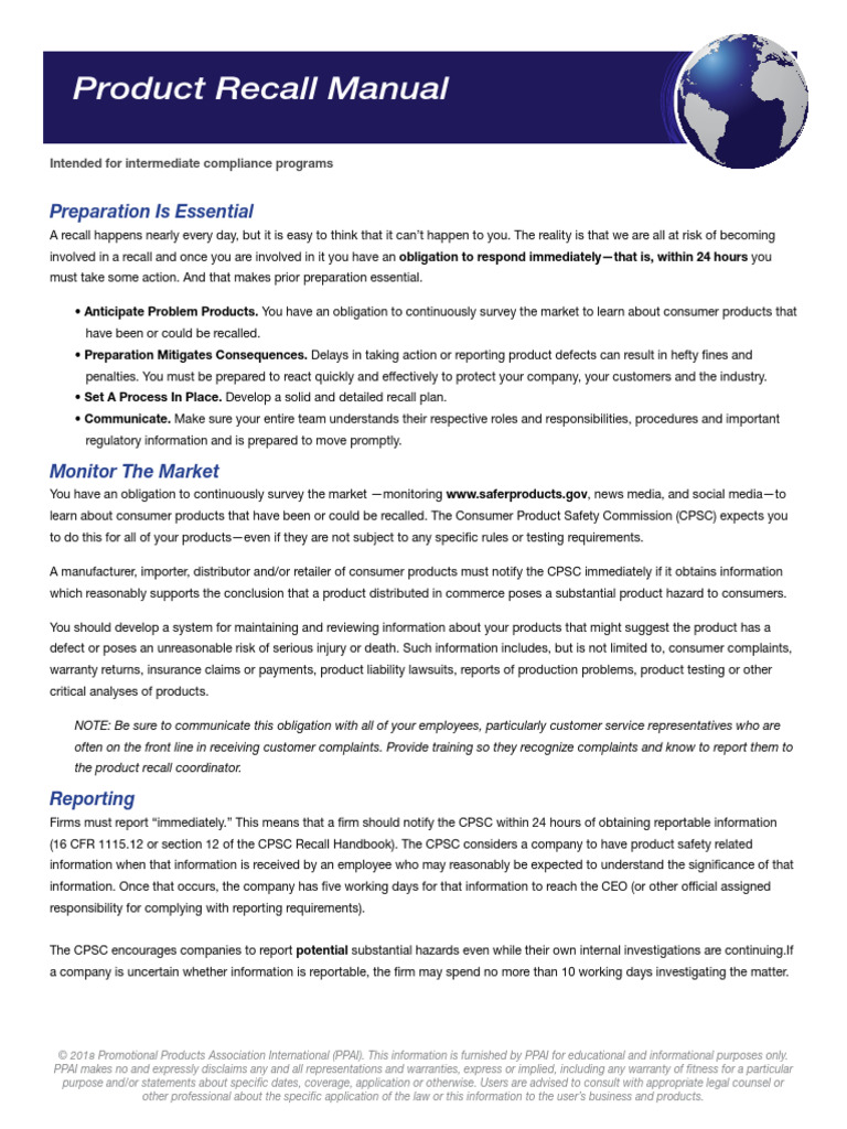 Essential Product Recall Preparation Guide | PDF | Risk | Information
