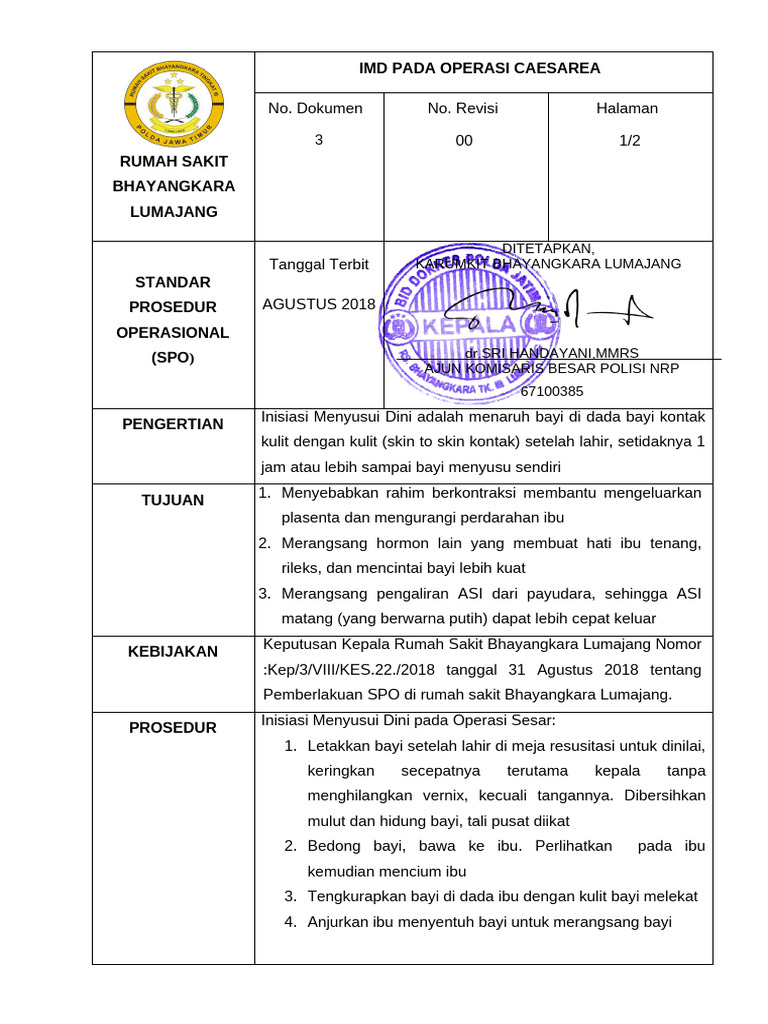 Imd Pada Operasi Caesarea | PDF