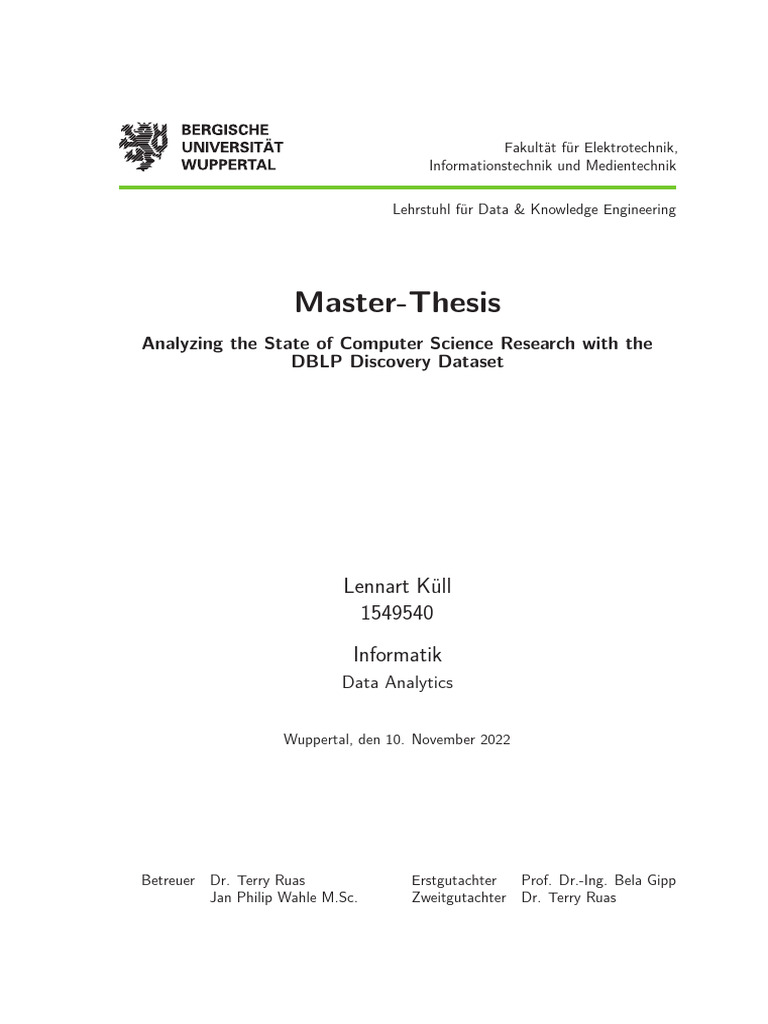 Master-Thesis: Analyzing The State of Computer Science Research With ...