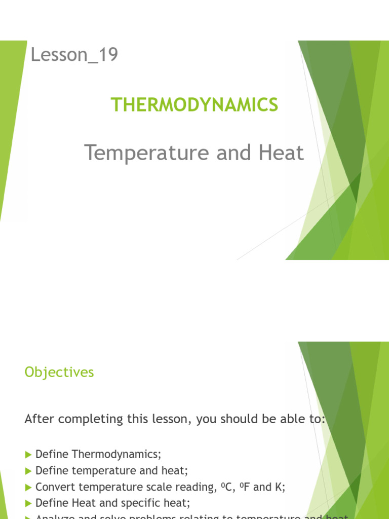 Lesson - 19 - Thermodynamics | PDF | Temperature | Thermal Expansion