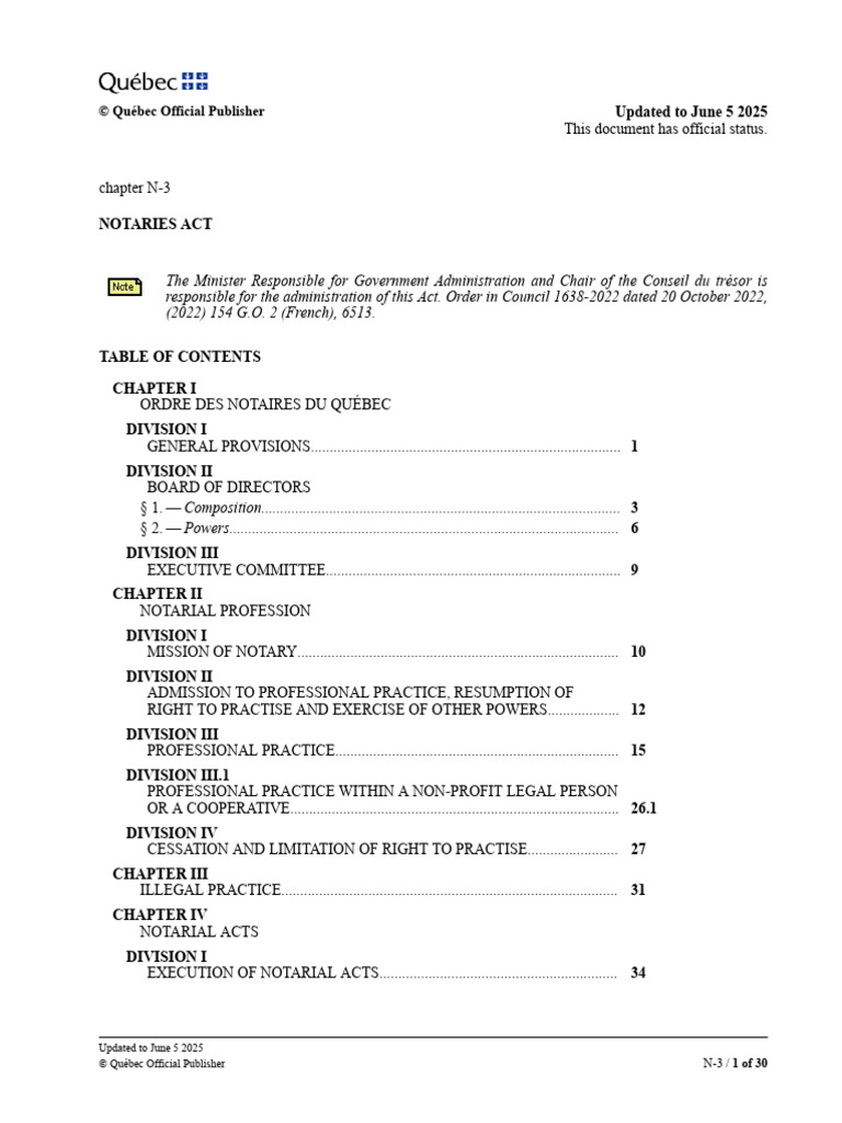 Québec Notaries Act Overview | PDF | Notary Public | Bankruptcy