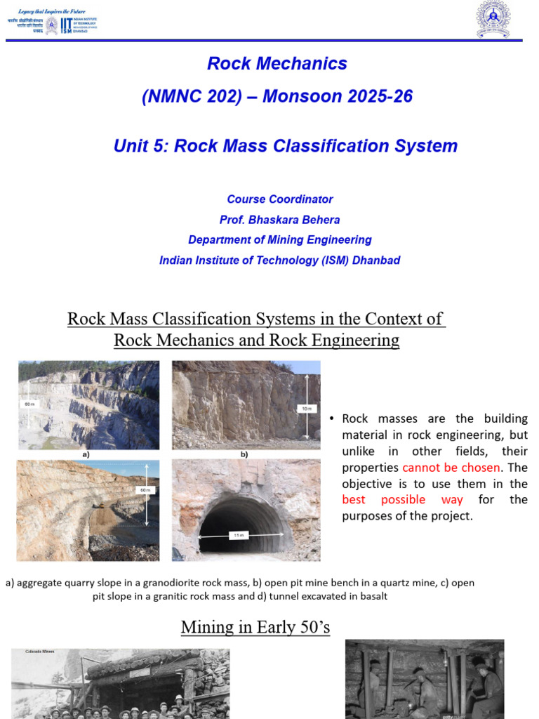 Rock Mass Classification in Mining Engineering | PDF | Rock (Geology ...