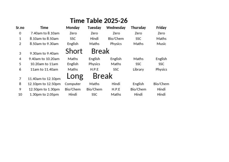 10th TimeTable | PDF