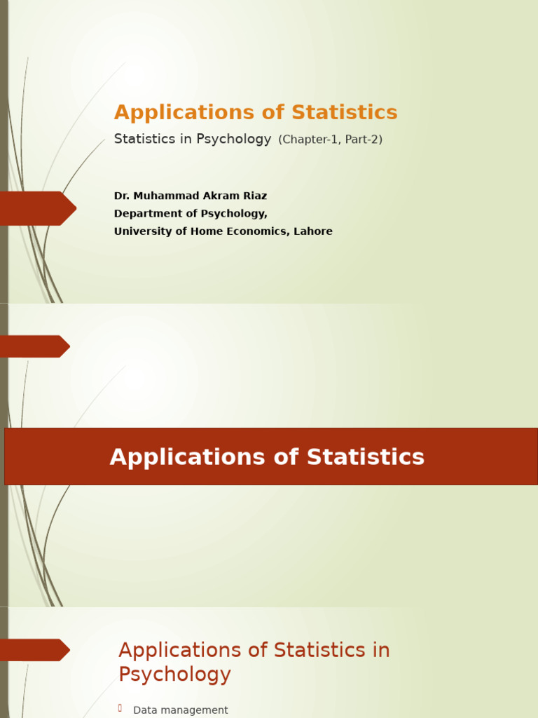 CH-1 (2) Applications of Statistics | PDF | Statistics | Psychology