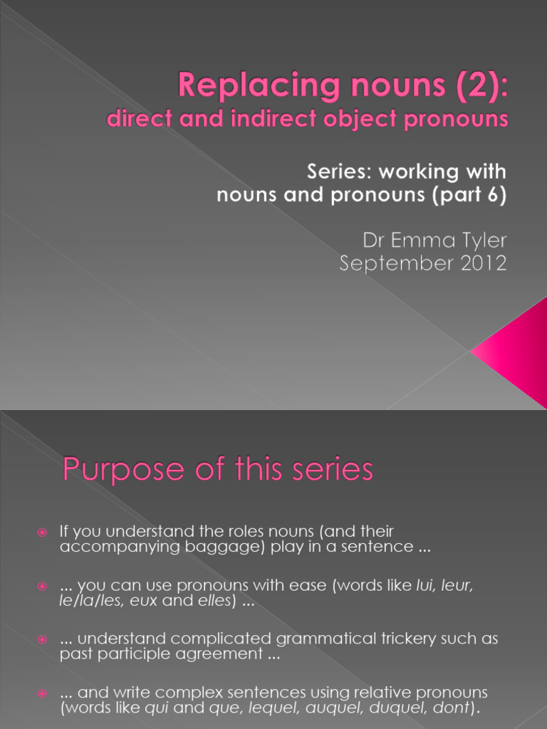 6 Replacing Nouns (2) - Direct and Indirect Object Pronouns | PDF ...