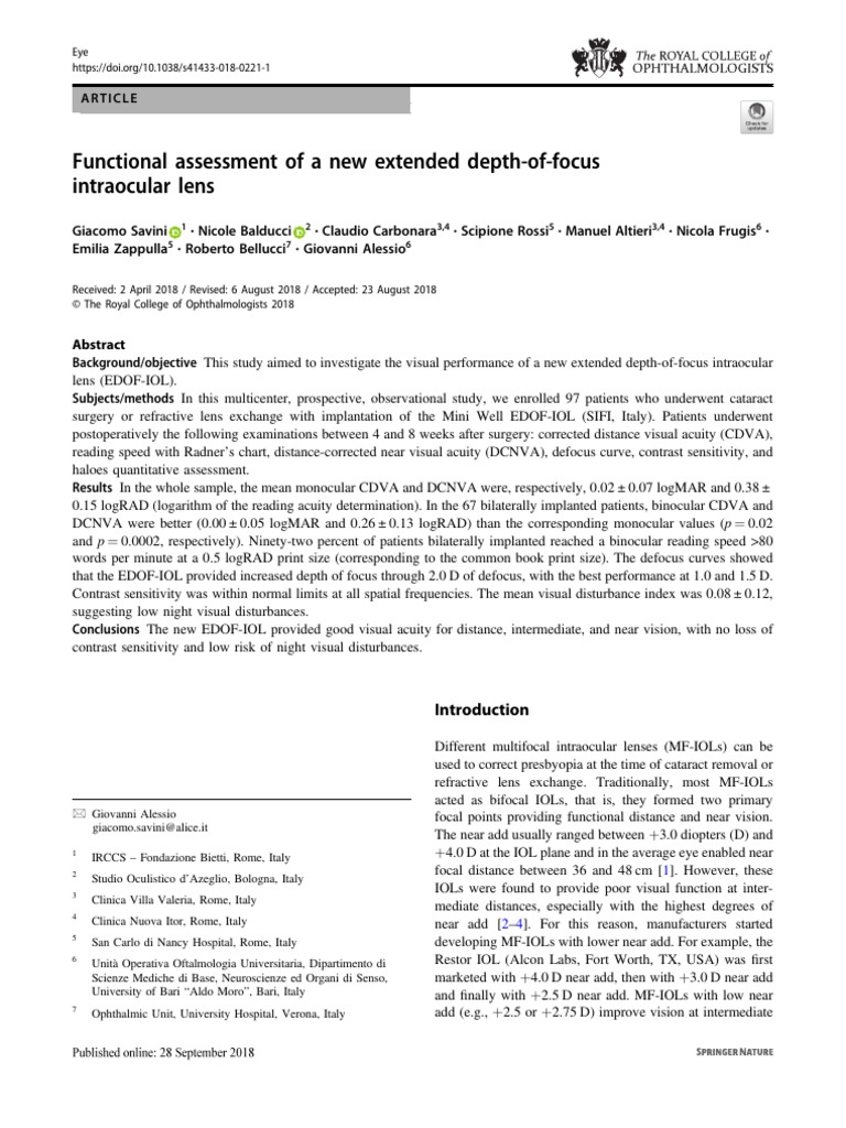 Extended Depth-of-Focus IOL Study | PDF | Visual Acuity | Eye