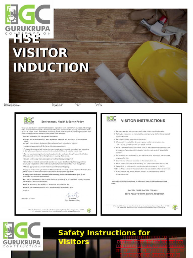 Visitor Induction Protocol GC | PDF