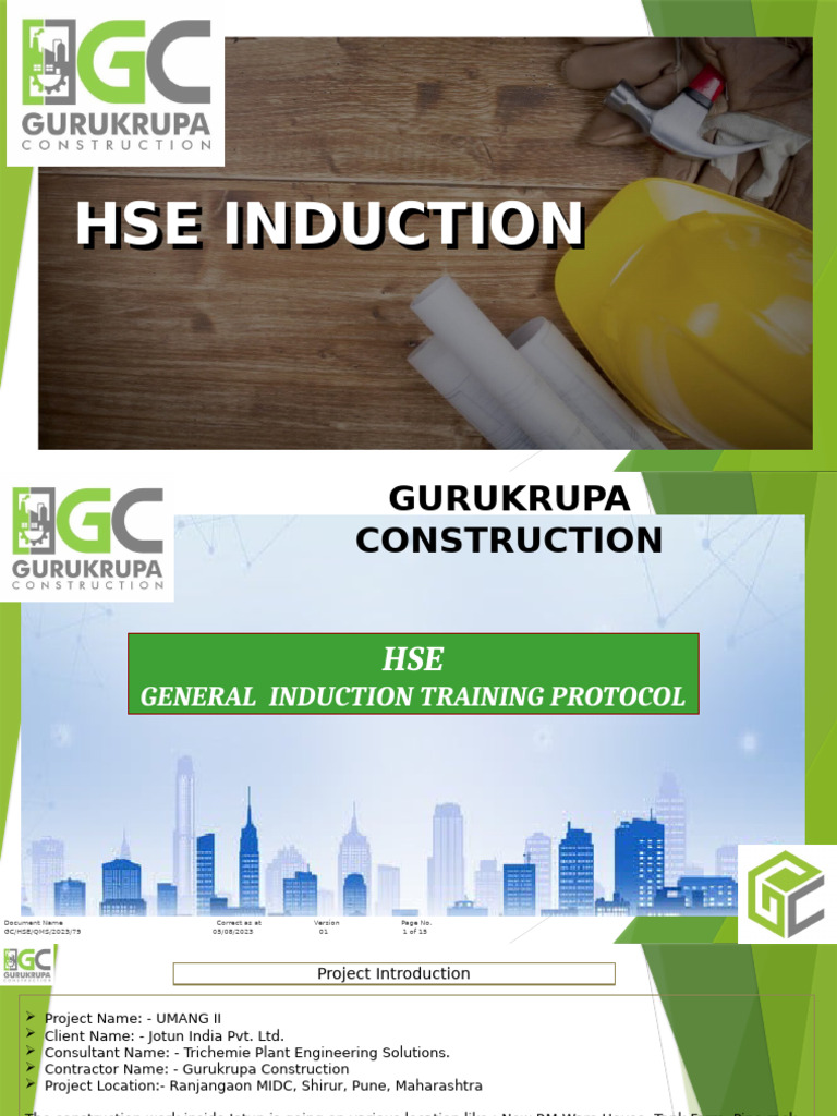 OHSE General Induction Protocol GC | PDF