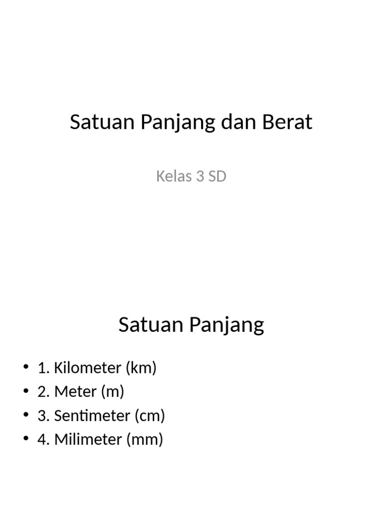 Satuan Panjang Dan Berat Kelas 3 SD | PDF