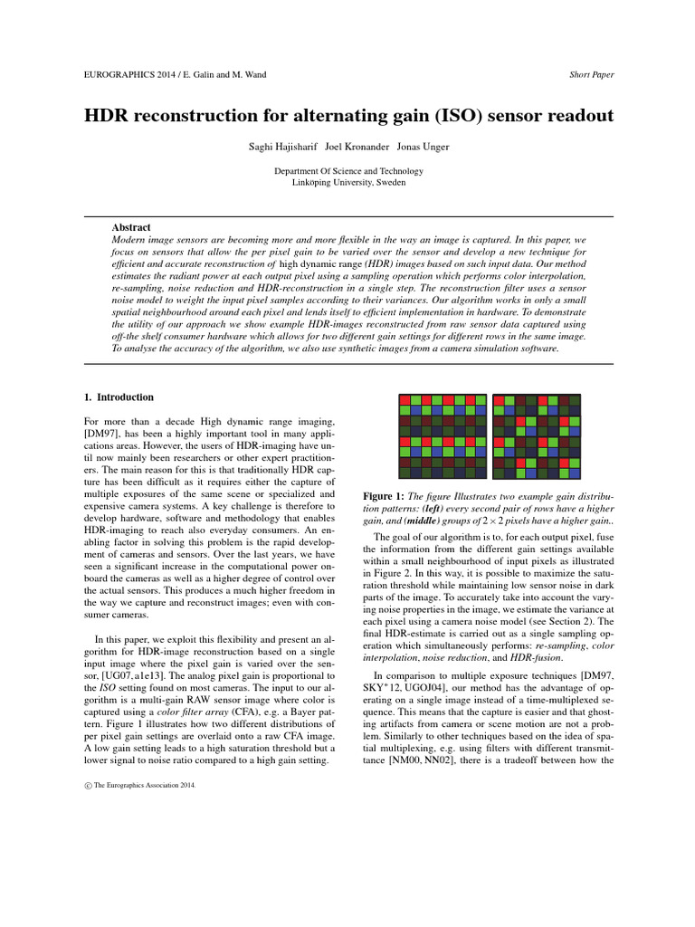 HDR Reconstruction For Alternating Gain (ISO) Sensor Readout | PDF ...