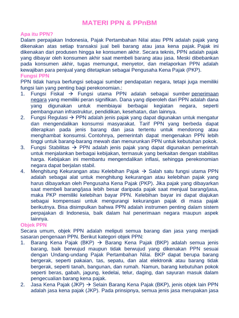 Panduan Lengkap PPN dan PPnBM Indonesia | PDF