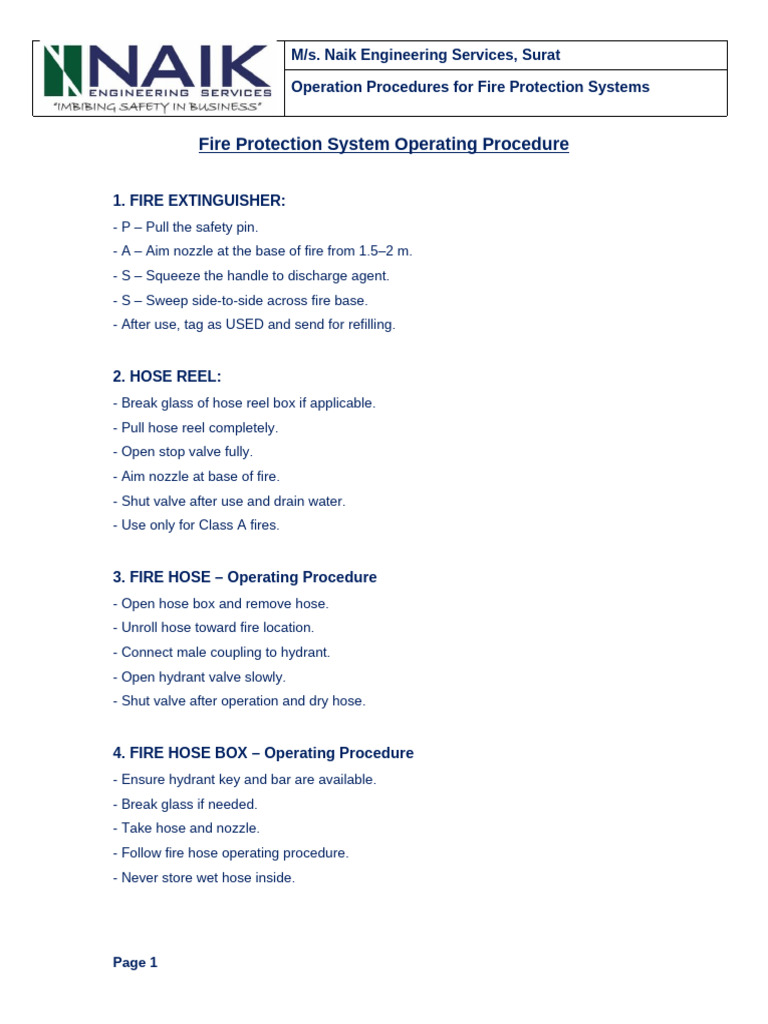 Fire Protection System Procedures Guide | PDF | Valve | Equipment